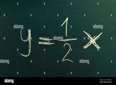 Sketch Of Math Equation On Blackboard Fractions Learning And Examples Handwritten On