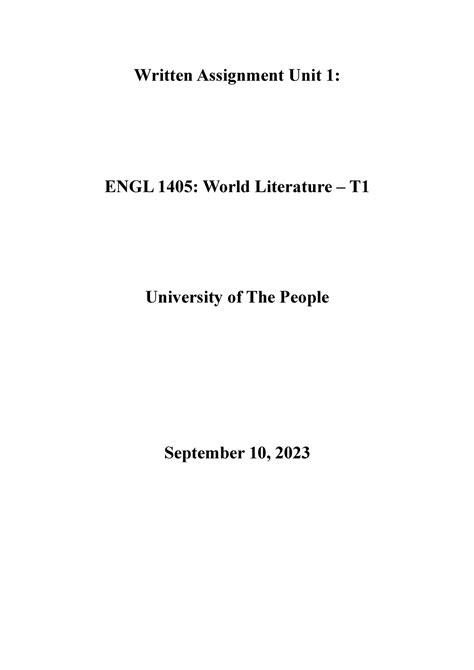 Written Assignment Unit 1 Part Of Analysis Is To Be Able To Apply