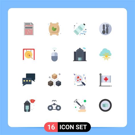 Editable Vector Line Pack Of 16 Simple Flat Colors Of Gong Spoon Gas Fork Food Editable Pack Of