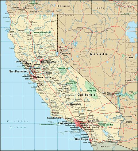 Road Map Of California And Nevada