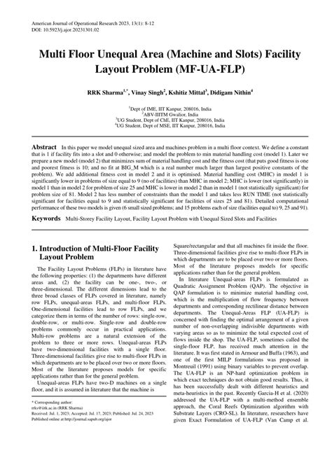 Pdf Multi Floor Unequal Area Machine And Slots Facility Layout Problem Mf Ua Flp