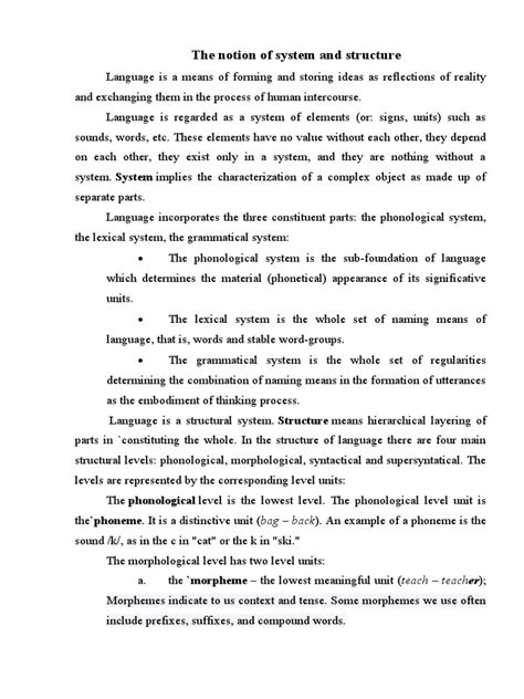 The Notion Of System And Structure Pdf Word Morphology Linguistics