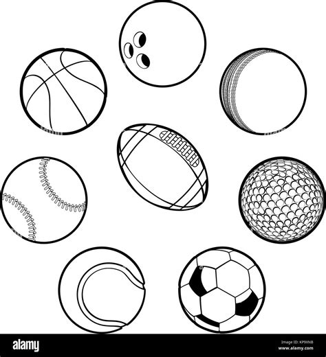 Sports Balls Black And White Clipart