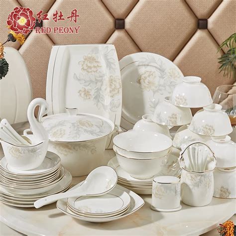 60 머리 뼈 중국 식기 그릇 세트 프놈펜 가정용 도자기 서부 유럽 요리 간단한 광장 식사플랫웨어 세트 Aliexpress