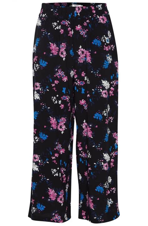 Byoung Joella Black Floral Wide Leg Crop Trousers Trousers From