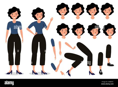 Cartoon Female Character Design Featuring Various Poses Expressions Stock Vector Image And Art
