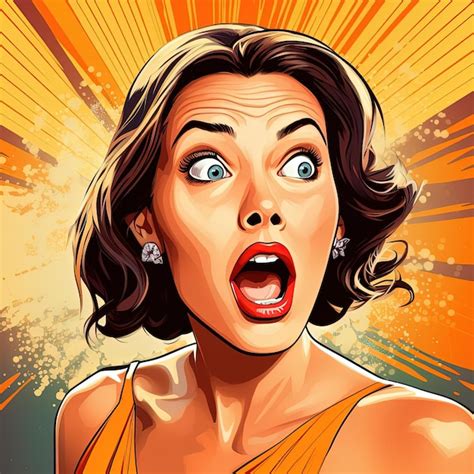 Woman Shocked Looking Surprised Pop Art Comics Illustration In The
