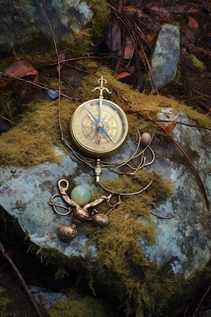 Premium Ai Image A Map And Compass On A Rock In The Wilderness