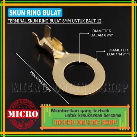 Paket Pcs Skun Ring Mm Skun Bulat Soket Kabel Motor Mobil Skun Sekun O Terminal Kabel Motor