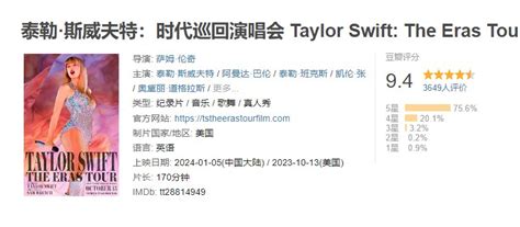 豆瓣显示《泰勒·斯威夫特：时代巡回演唱会 Taylor Swift The Eras Tour》豆瓣泰勒·斯威夫特新浪新闻