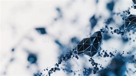 Close Up Of Abstract Blue Molecular Structure On A Light Background Aig53 Stock Illustration