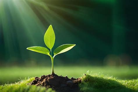 Premium Photo A Plant With Green Leaves Sprouting From The Ground