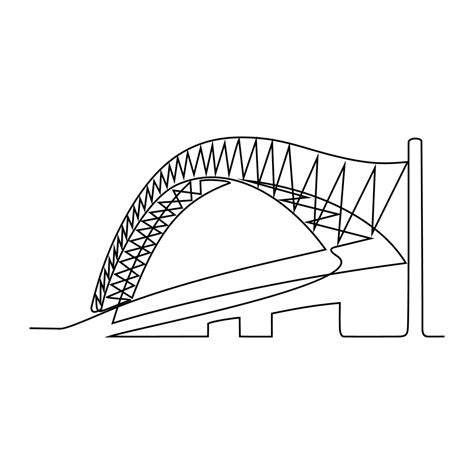One Continuous Line Drawing Of Bridge Design Illustration Bridge Architecht In Simple Linear