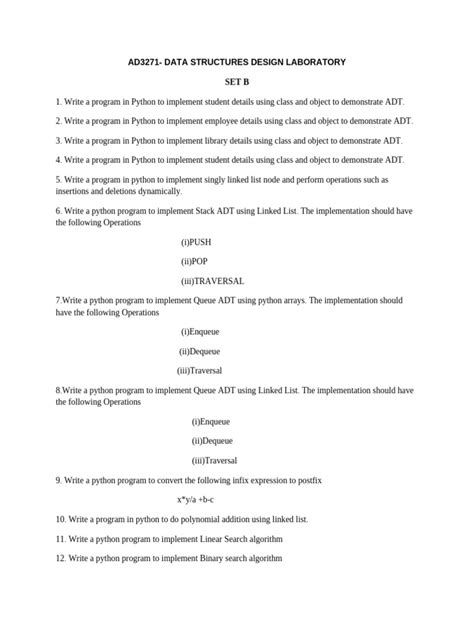 Data Structure Design Set B Pdf Queue Abstract Data Type Algorithms