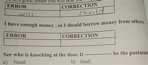 Begin Tabular C C Hline Error And Correction Hline Will