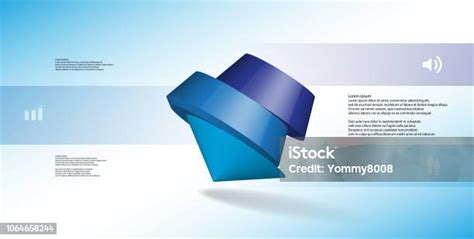 3d 그림 Infographic 템플릿입니다 라운드 국방부 3 색 부분으로 나누어져 있습니다 개체는 비스듬히 파란색 흰색 바탕에 배열 간단한 표지판 색상 막대는 측면에