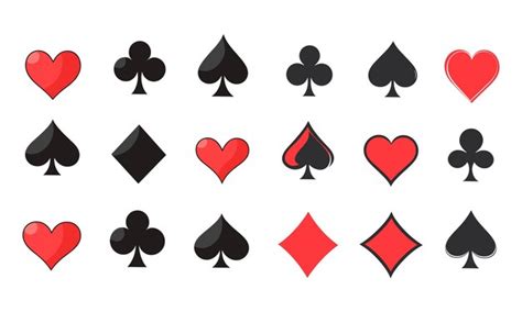 A Collection Of Illustrated Playing Card Suits Arranged In A Grid