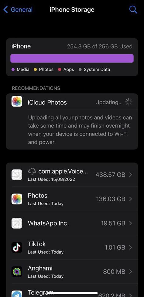 this iphone 13 pro have over 400gb of data in voice memos app but the