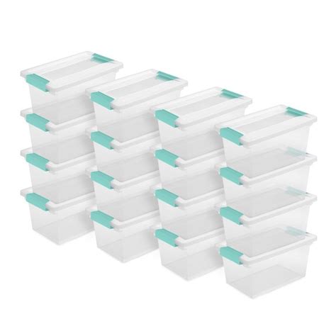 Sterilite Medium Clip Box Stackable Small Storage Bin With Latching