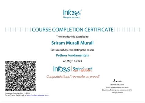 Sriram Murali On Linkedin Ive Completed Course On Python Fundamentals