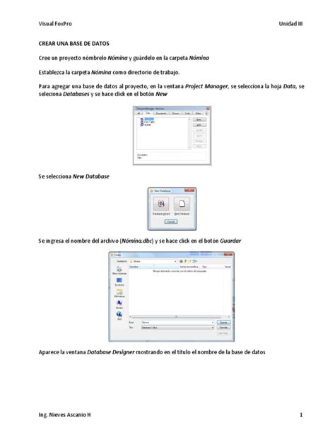 Visual Foxpro Crear Base De Datos Y Tablas Pdf Diseño De Software Sql