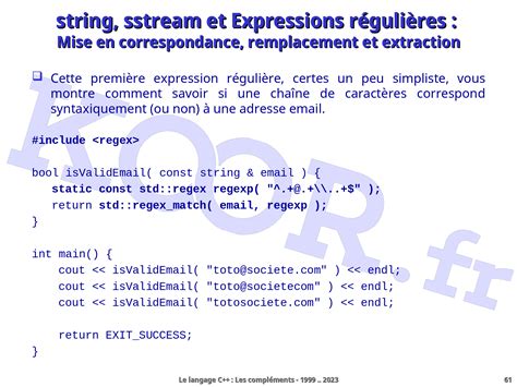 Le Langage C Les Compléments String Sstream Et Expressions Régulières Mise En