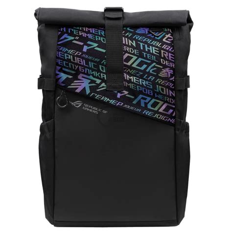 Asus Rog Bp4701 Gaming Laptop Backpack With Holographic Cybertext Printing Roll Up Design