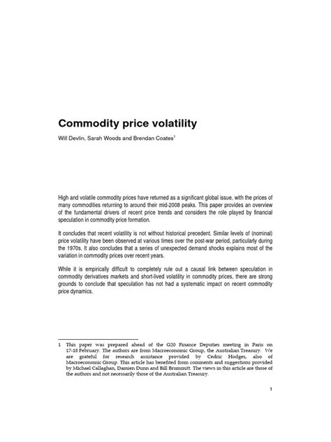01commoditypricevolatility Pdf Futures Contract Speculation