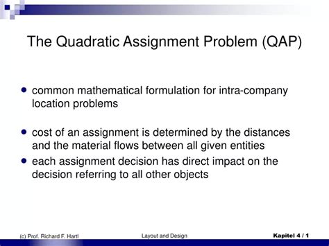 Ppt The Quadratic Assignment Problem Qap Powerpoint Presentation