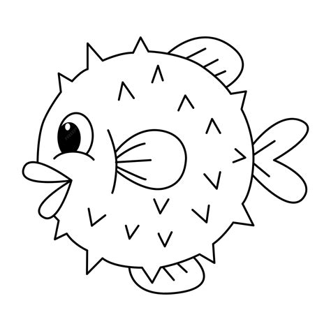 귀여운 물고기 만화 색칠 페이지 그림 벡터 아이 색칠 공부 프리미엄 벡터