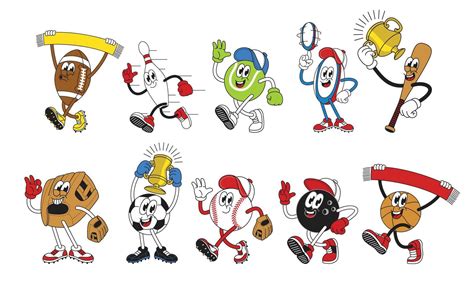 Set Of Happy Sport Mascot Ball Cartoon Character 50529067 Vector Art At Vecteezy