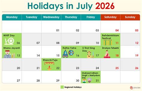 Public Holidays In July 2026 Full India Festival List