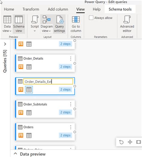 New Power BI Diagram View And Schema View For Power Query Editing