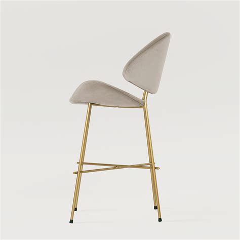 Bar Stool Cheri Bar Velours Gold Low Beige Ikershopeu