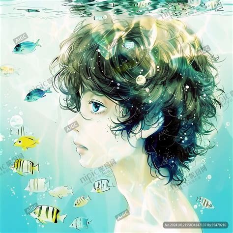 Ai创作图海底世界唯美女孩 海洋馆海报卡通美少女 写实双鱼男孩 水族男生 唯美鱼风格插画装饰画 水族女生 少女与鱼 驾驭鱼的少女 手绘女孩潜水气泡插画 人鱼插画 水族箱插画 海底世界美人鱼 鱼