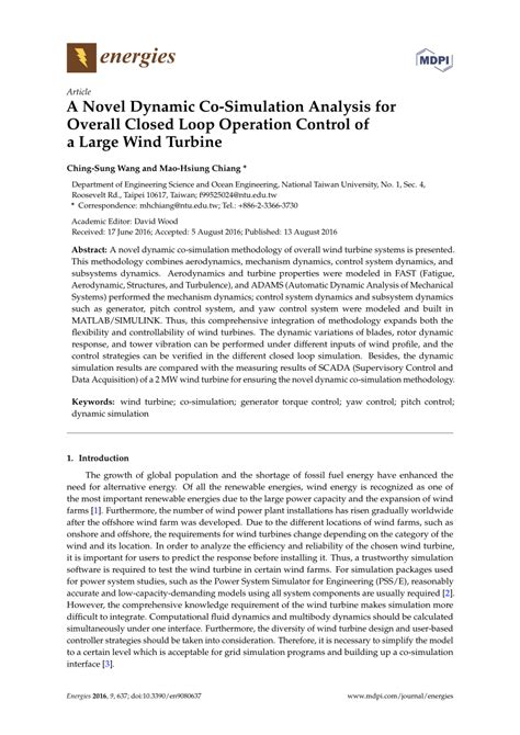Pdf A Novel Dynamic Co Simulation Analysis For Overall Closed Loop