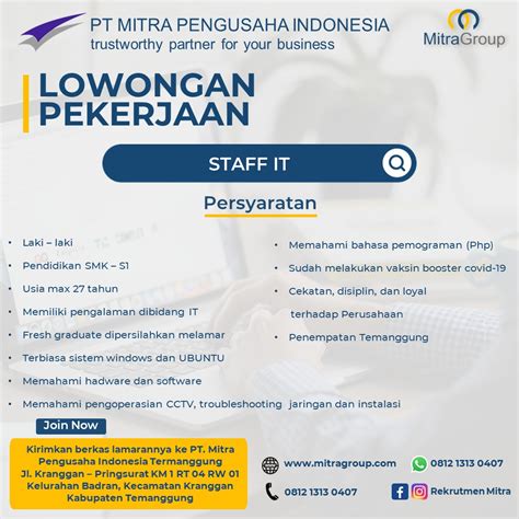 Staff It Pt Mitra Pengusaha Indonesia Scu