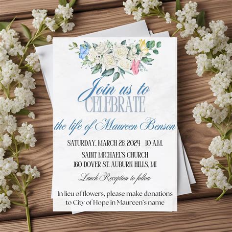 Celebration Of Life Invitation Digital Funeral Invite Celebration