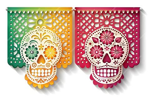3d Papel Picado And Sugar Skull Isolated Vector Concept As A Vector