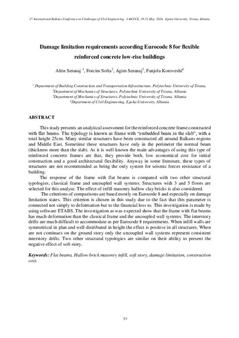 Pdf Damage Limitation Requirements According Eurocode 8 For Flexible