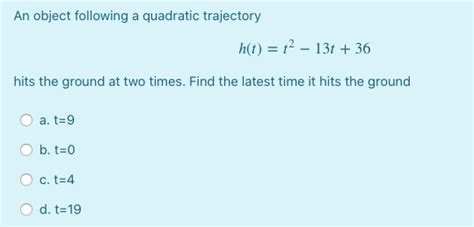 Solved An Object Following A Quadratic Trajectory H T Chegg