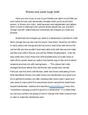 Romeo And Juliet Essay Rough Draftpdf Romeo And Juliet Rough Draft