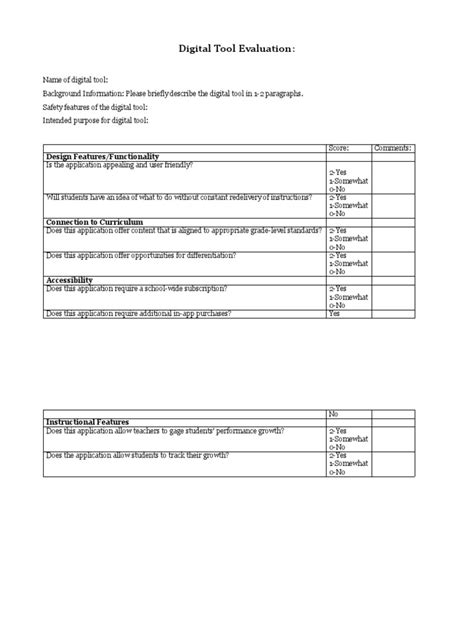 Digital Tool Evaluation Pdf Learning Communication