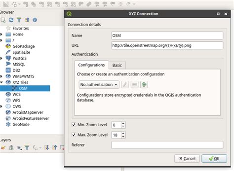 xyz tiles and wms layers in qgis 3 at these coordinates