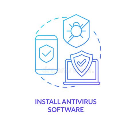 Install Antivirus Software Blue Gradient Concept Icon Stock Vector
