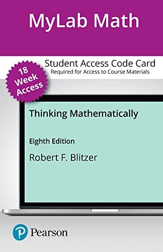 Thinking Mathematically Mylab Math With Pearson Etext Access Code Blitzer Robert