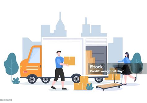 크레인 선 트럭 또는 비행기 운송을 사용하여 상품을 배달하는 개념으로화물 선적 컨테이너 물류 배송 배경 벡터 일러스트레이션 공급망에 대한 스톡 벡터 아트 및 기타 이미지