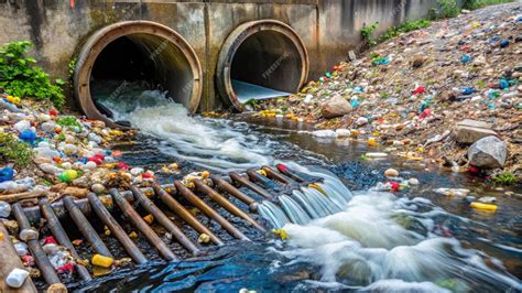 Urban Storm Drain Clogged With Plastic Waste And Microplastics