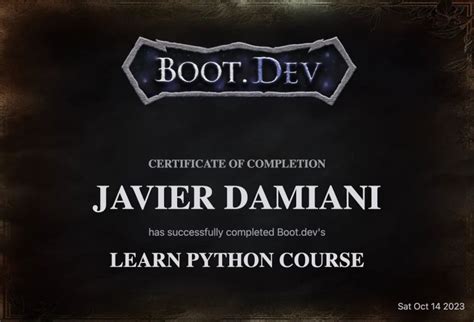 Completed Learn Python On Bootdev Javier Luis Damiani Arellano