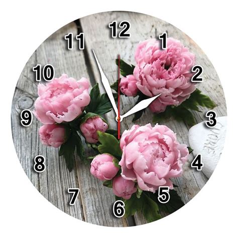 Купити Настінний годинник з квітами Піони на склі В україні лише за 575 грн Інтернет магазин